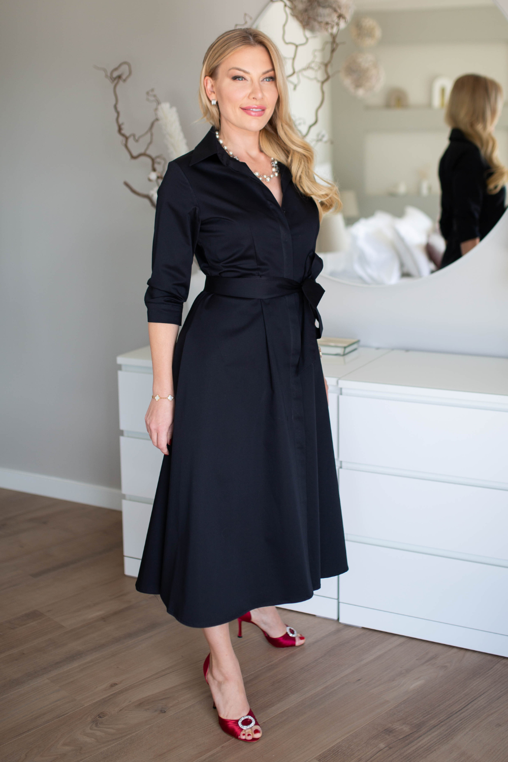 Anna's Signature Cotton Shirt Dress in Black – Anna Bey Shop